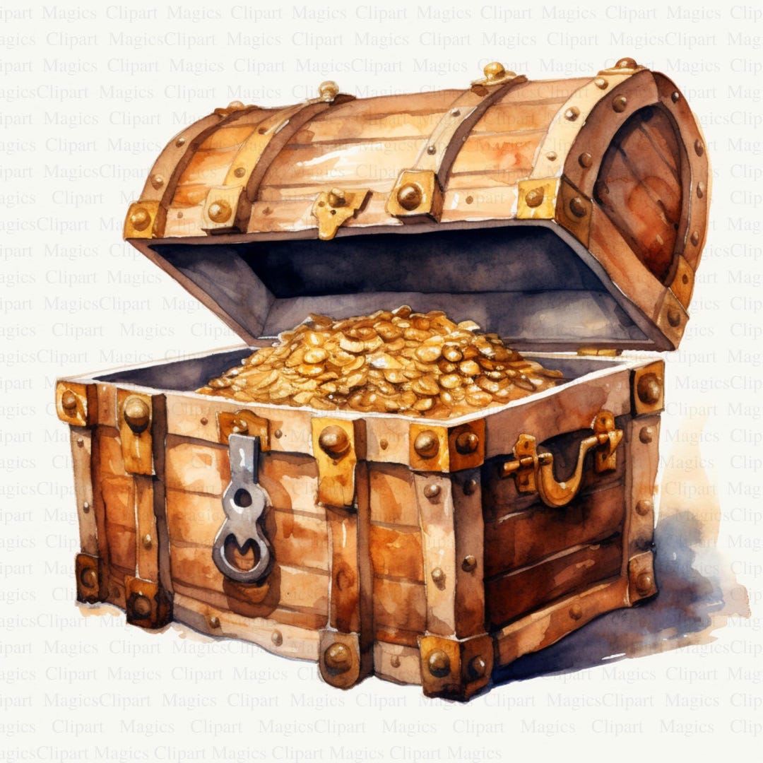 Treasure Chest Clipart | 5 High Quality Jpgs | Instant Digital Download ...