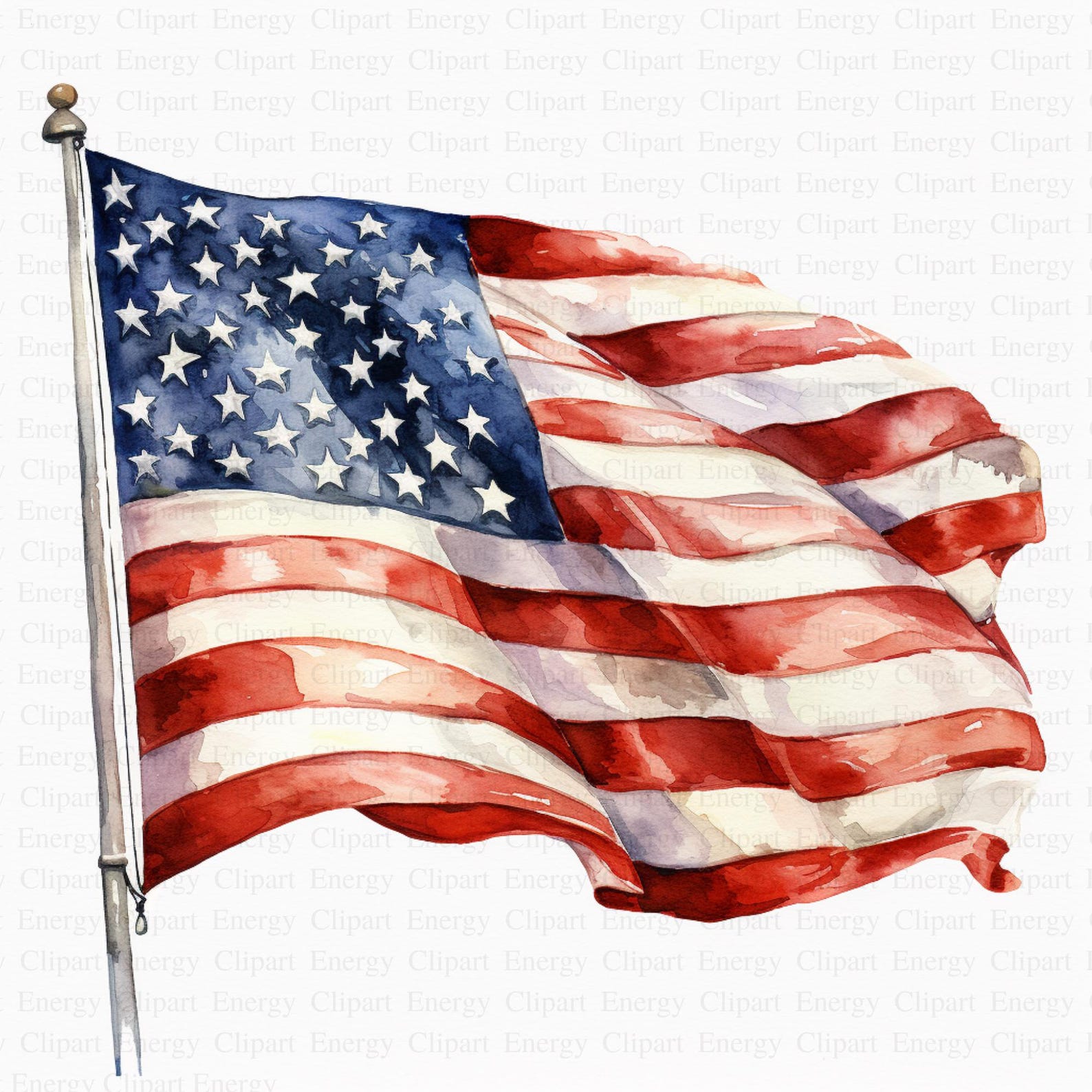 Watercolor American Flag Clipart 5 High Quality Jpgs Digital Download ...