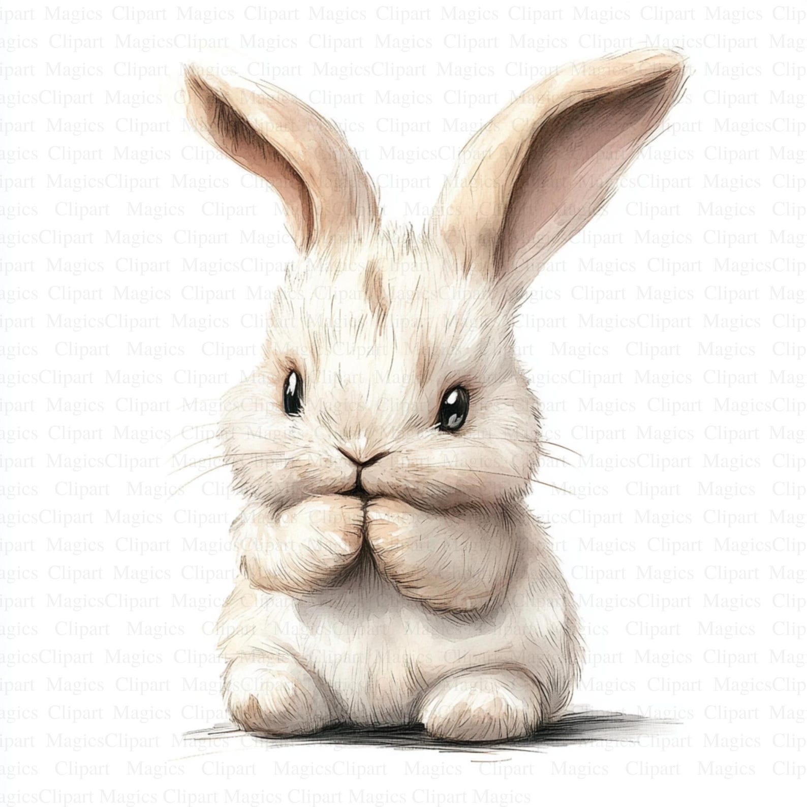 Sad Bunny Clipart | 5 High Quality Jpgs | Digital Download | Wall Art ...