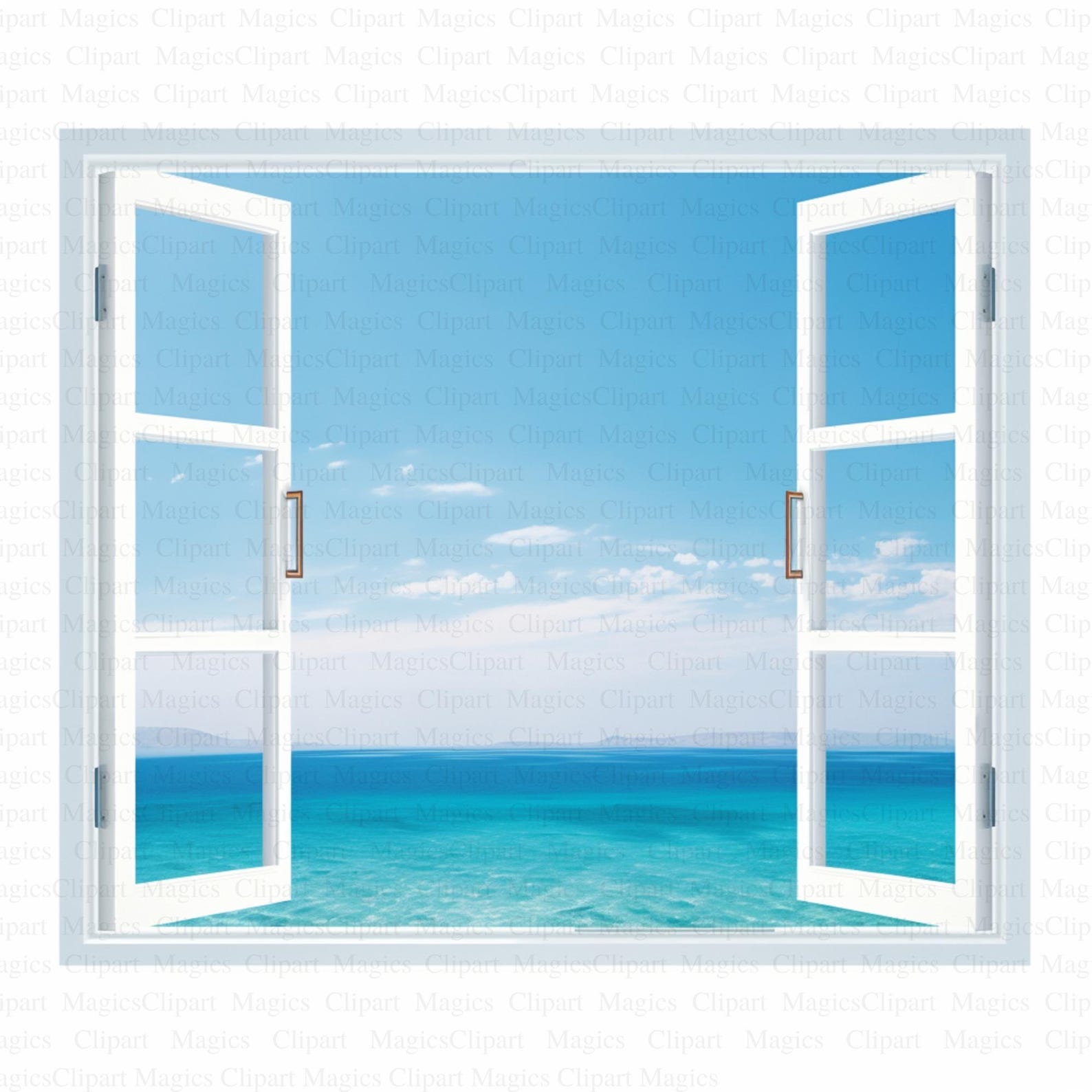 Window Ocean View Clipart 5 High Quality Jpgs Digitaldownload Window to ...