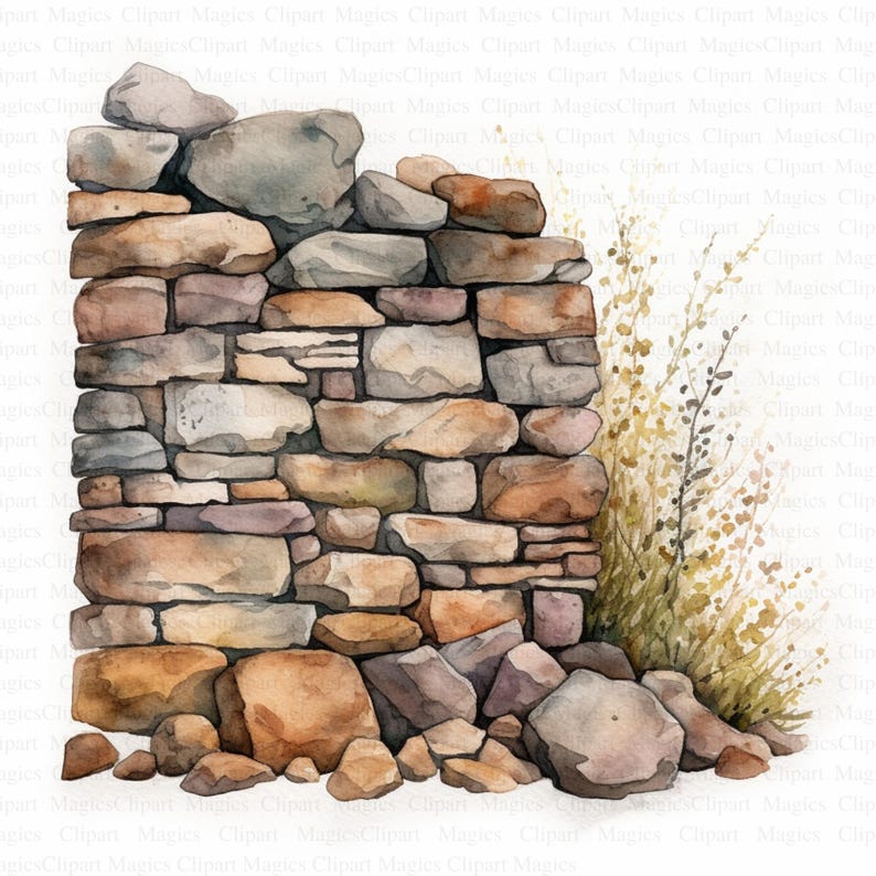 Rustic Stone Walls Clipart 5 High Quality Jpgs Digital Download Art ...