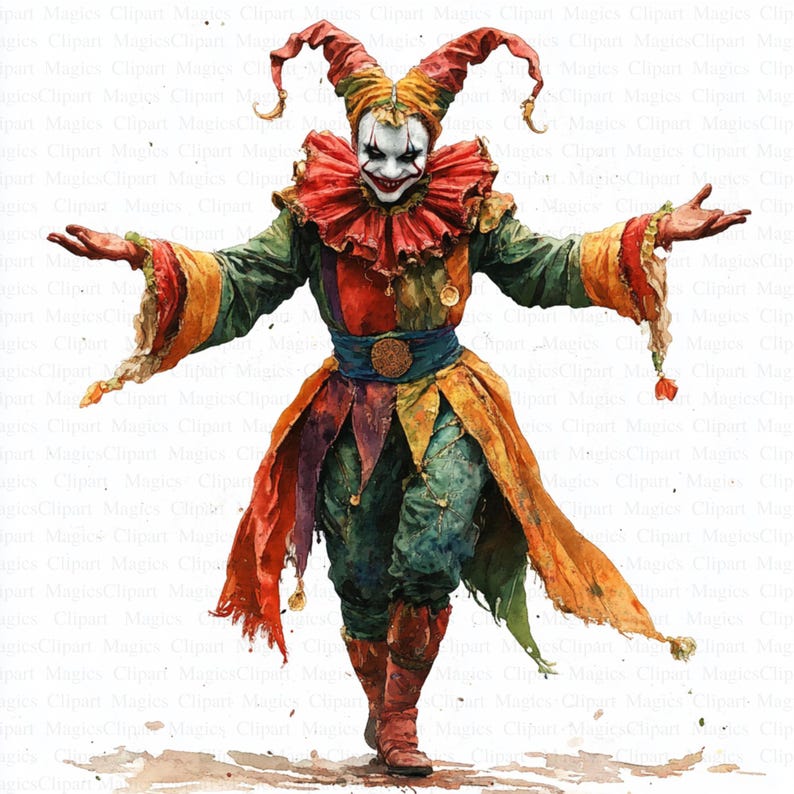 Watercolor Medieval Jester Clipart | Printable Art (digital Download ...