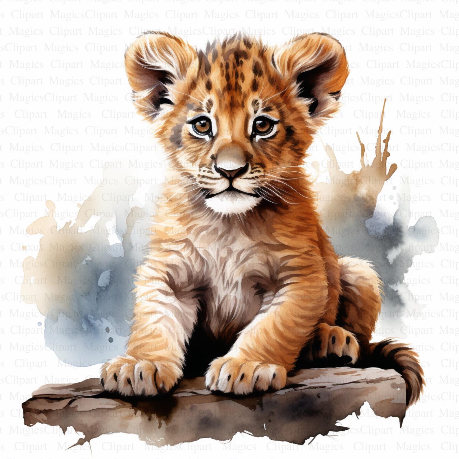 Cute Lion Cub Clipart 5 High Quality Jpgs Instant Digital Download Card ...