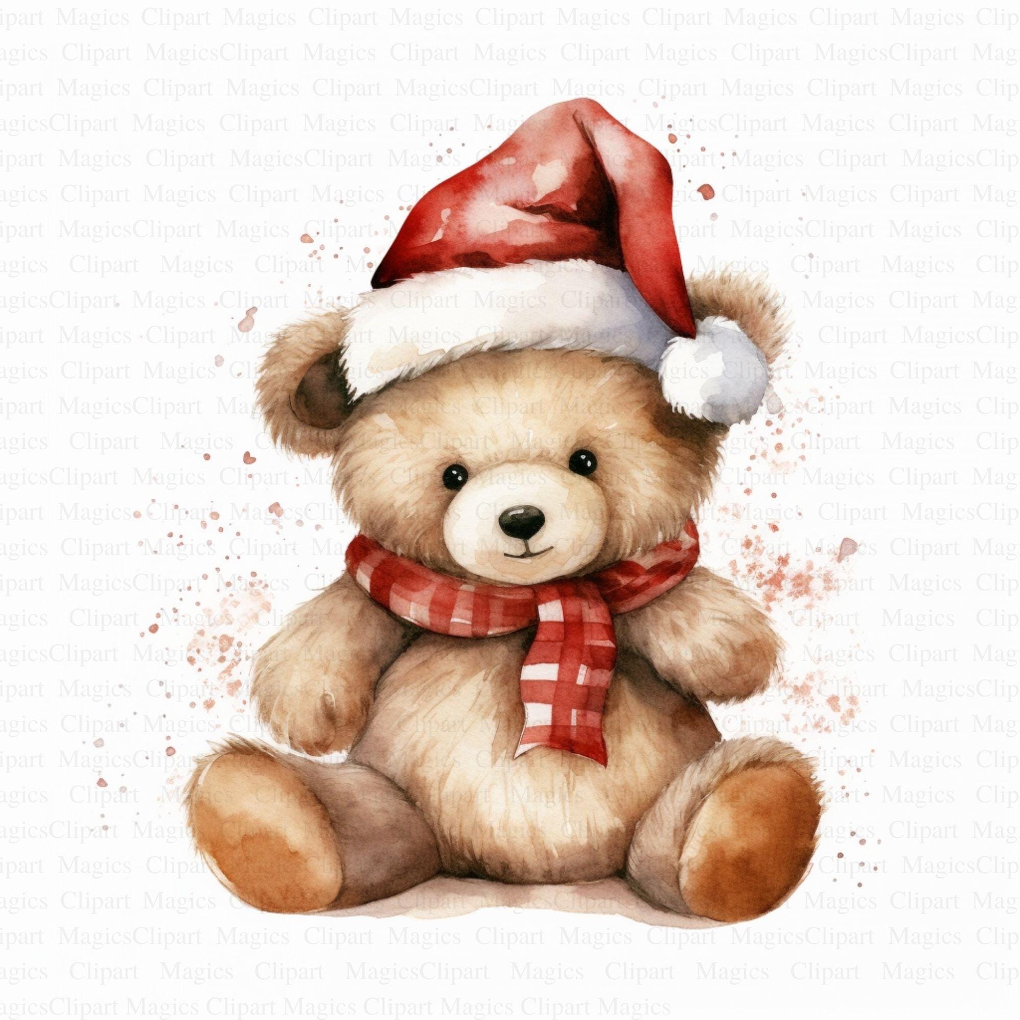 Christmas Teddy Bear Clipart 5 High Quality Jpgs Digital Download Art ...