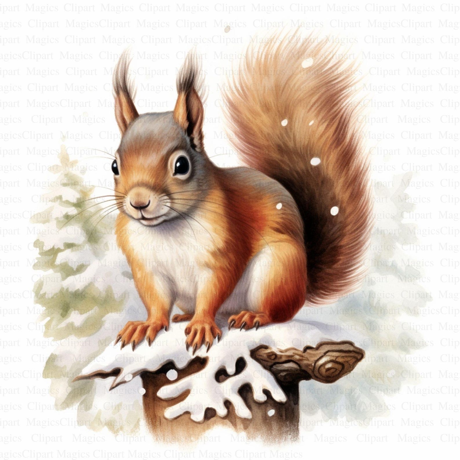 Winter Squirrels Clipart | 5 High Quality Jpgs | Digital Download ...