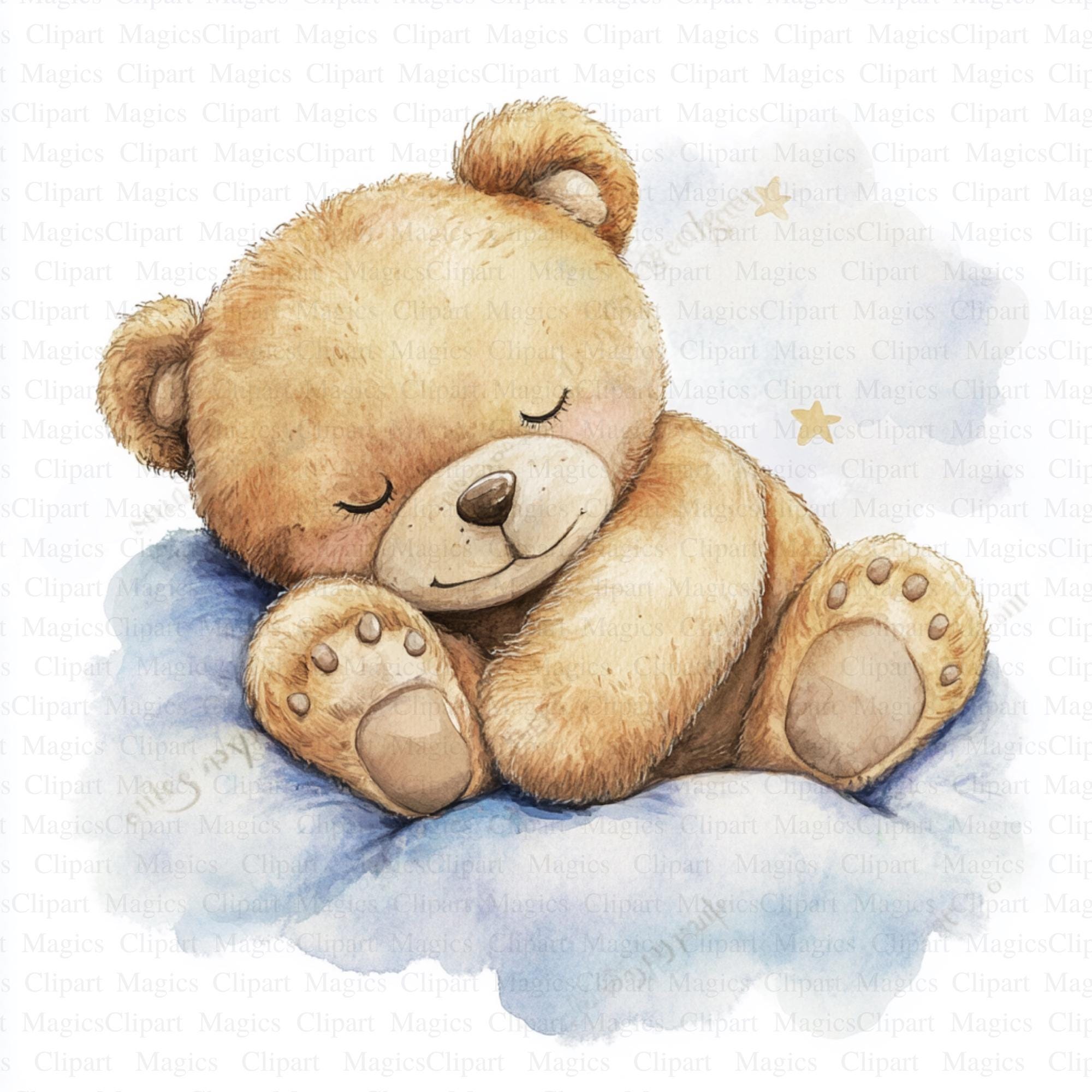 Sleeping Teddy Bears Clipart | 5 High Quality Jpgs | Digital Download ...