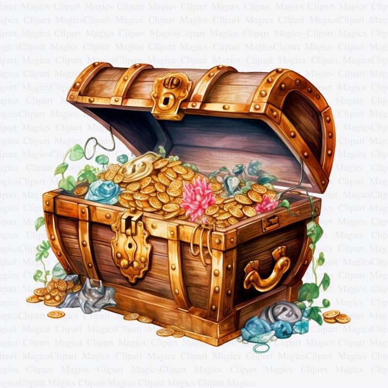 Treasure Chest Clipart 5 High Quality Jpgs Instant Digital Download ...