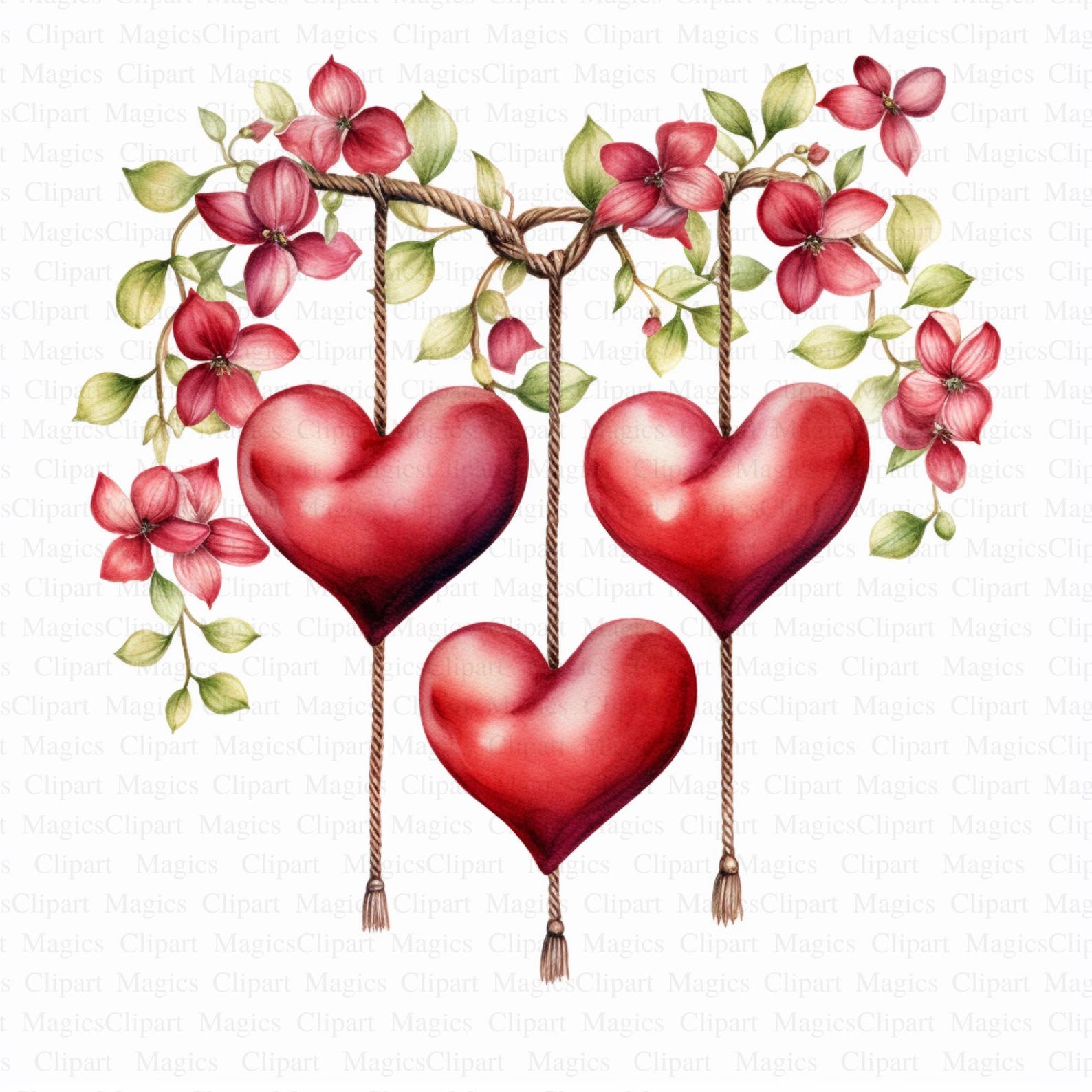 Hanging Hearts Clipart | 5 High Quality Jpgs | Digital Download | Card ...