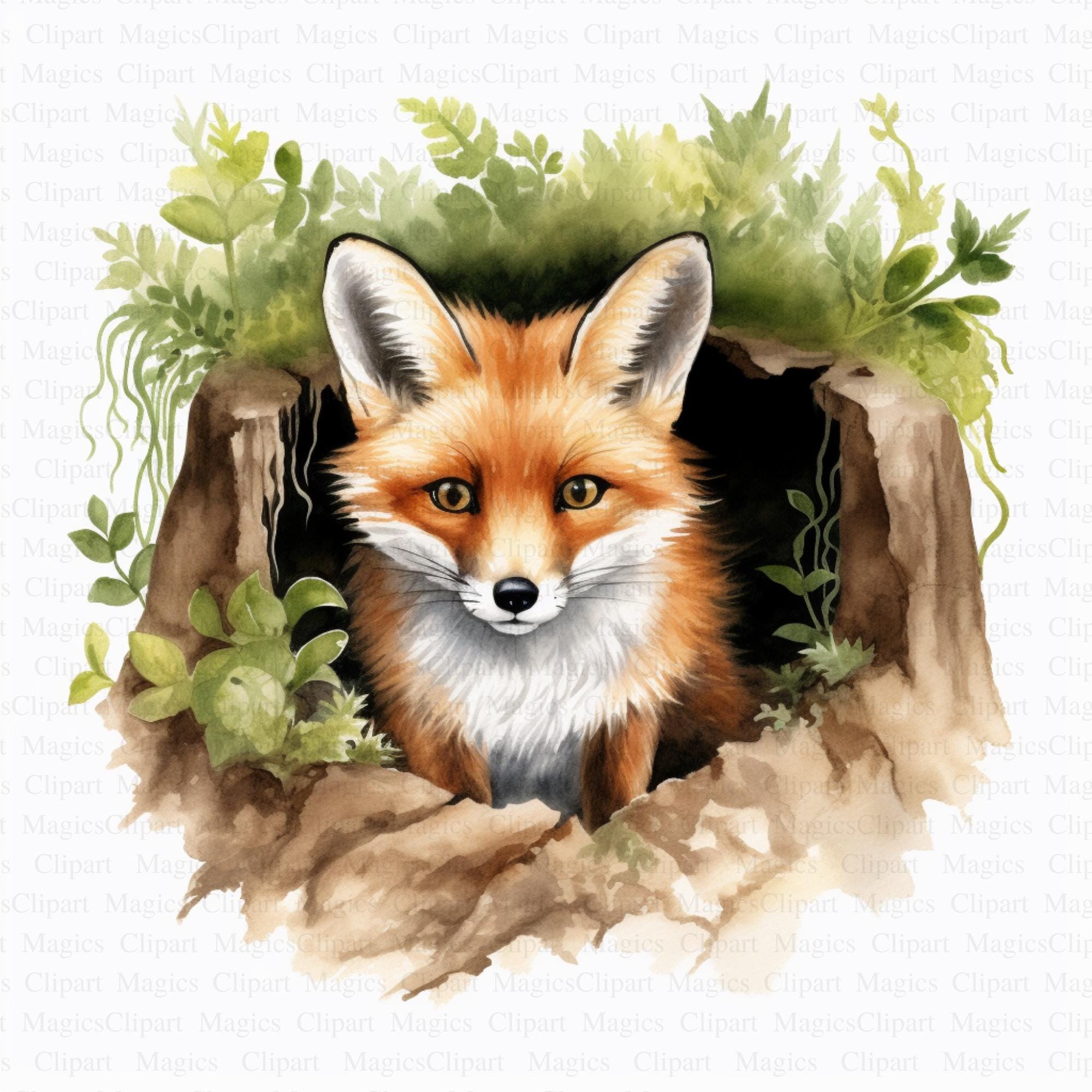 Fox in the Den Clipart | 5 High Quality Jpgs | Digital Download ...