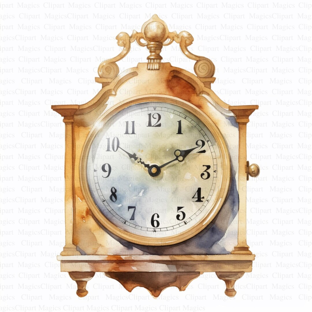 Old Fashioned Clock Clipart 5 High Quality Jpgs Digitaldownload Alarm ...