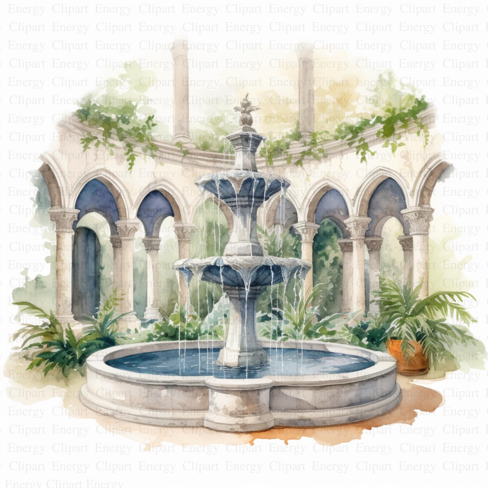 Cloister Fountains Clipart 5 High Quality Jpgs Digital Download Card ...
