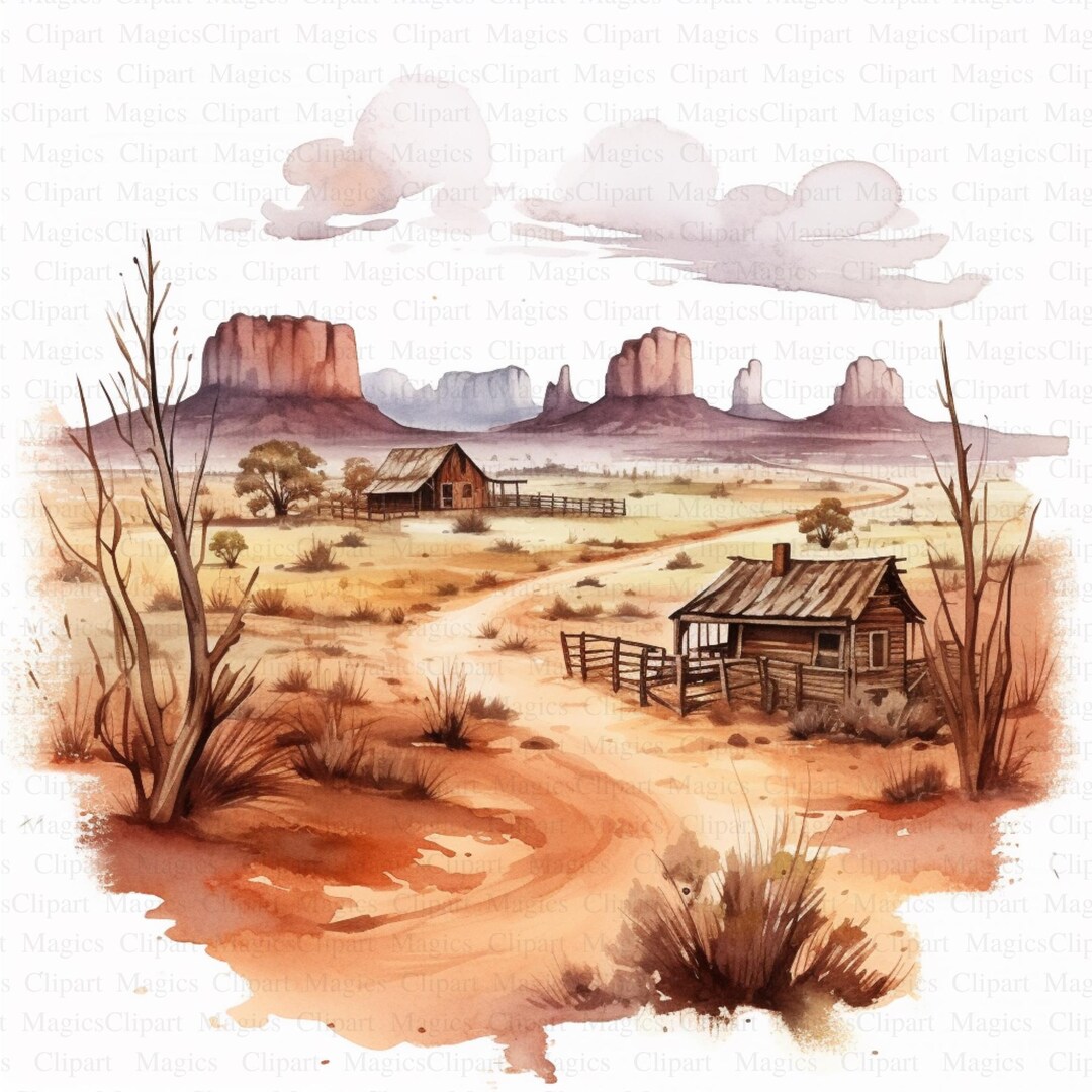 Old West Landscape Clipart 5 High Quality Jpgs Digitaldownload ...