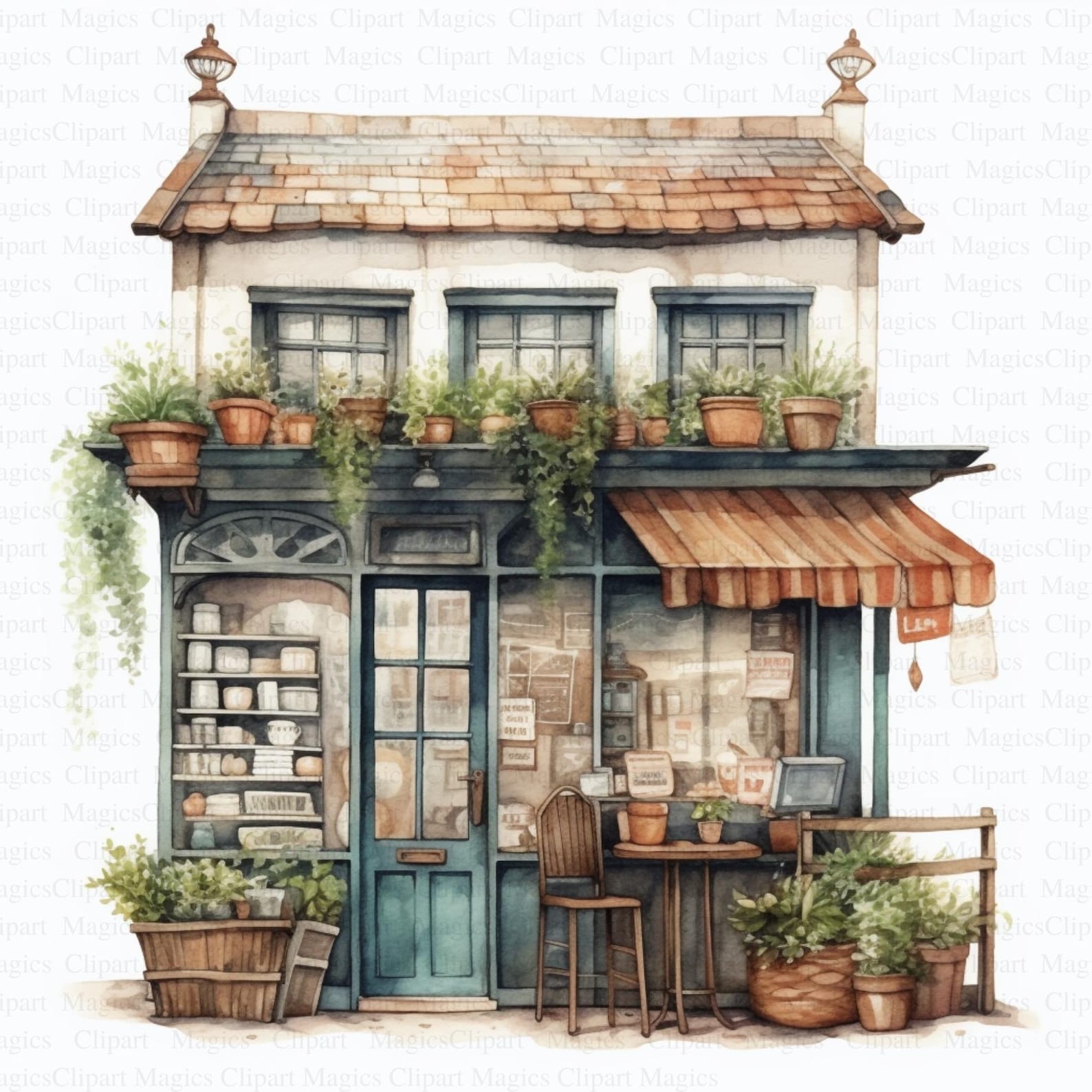 Tiny Coffee Shop Clipart 5 High Quality Jpgs Nursery Art Digital ...