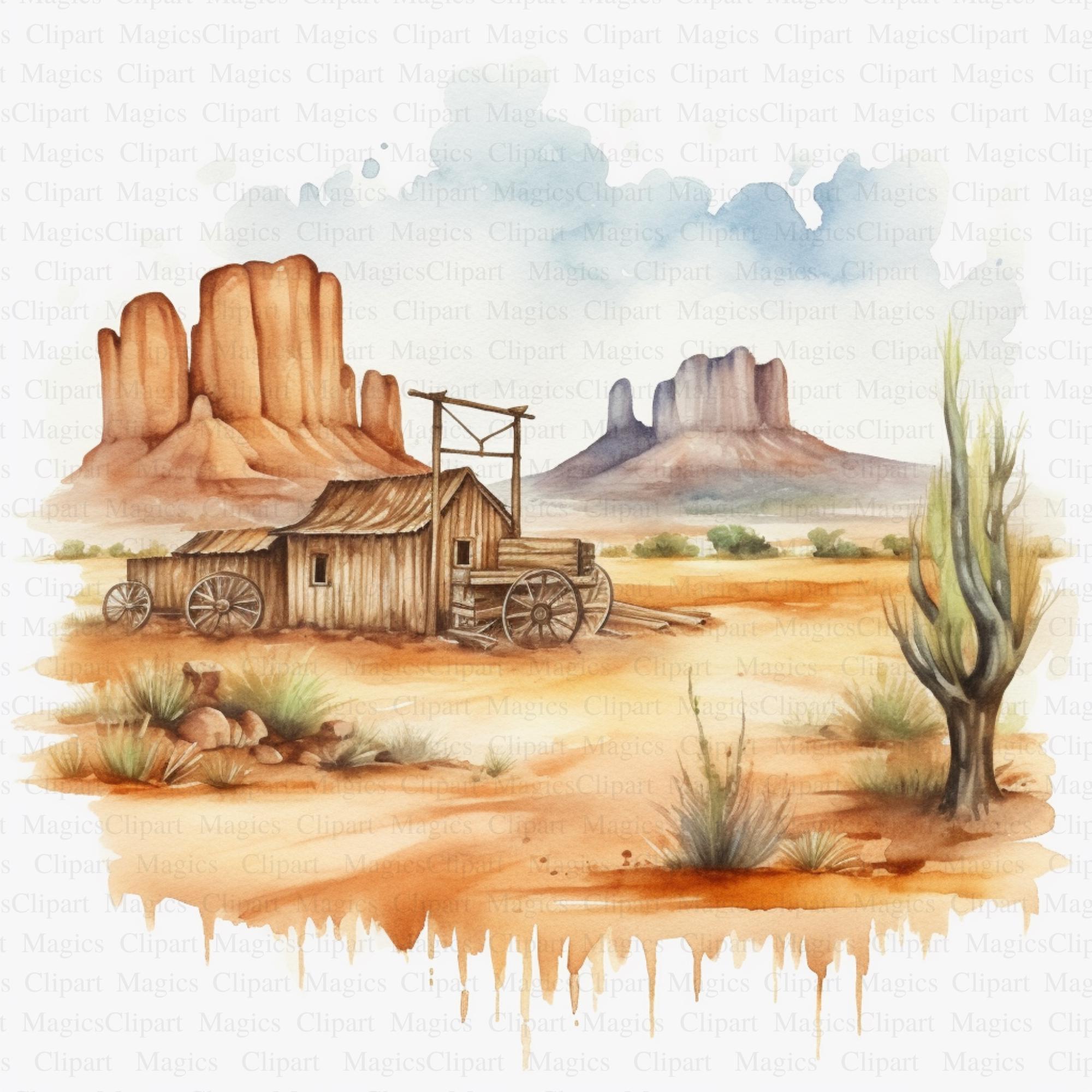 Old West Landscape Clipart 5 High Quality Jpgs Digitaldownload Card ...