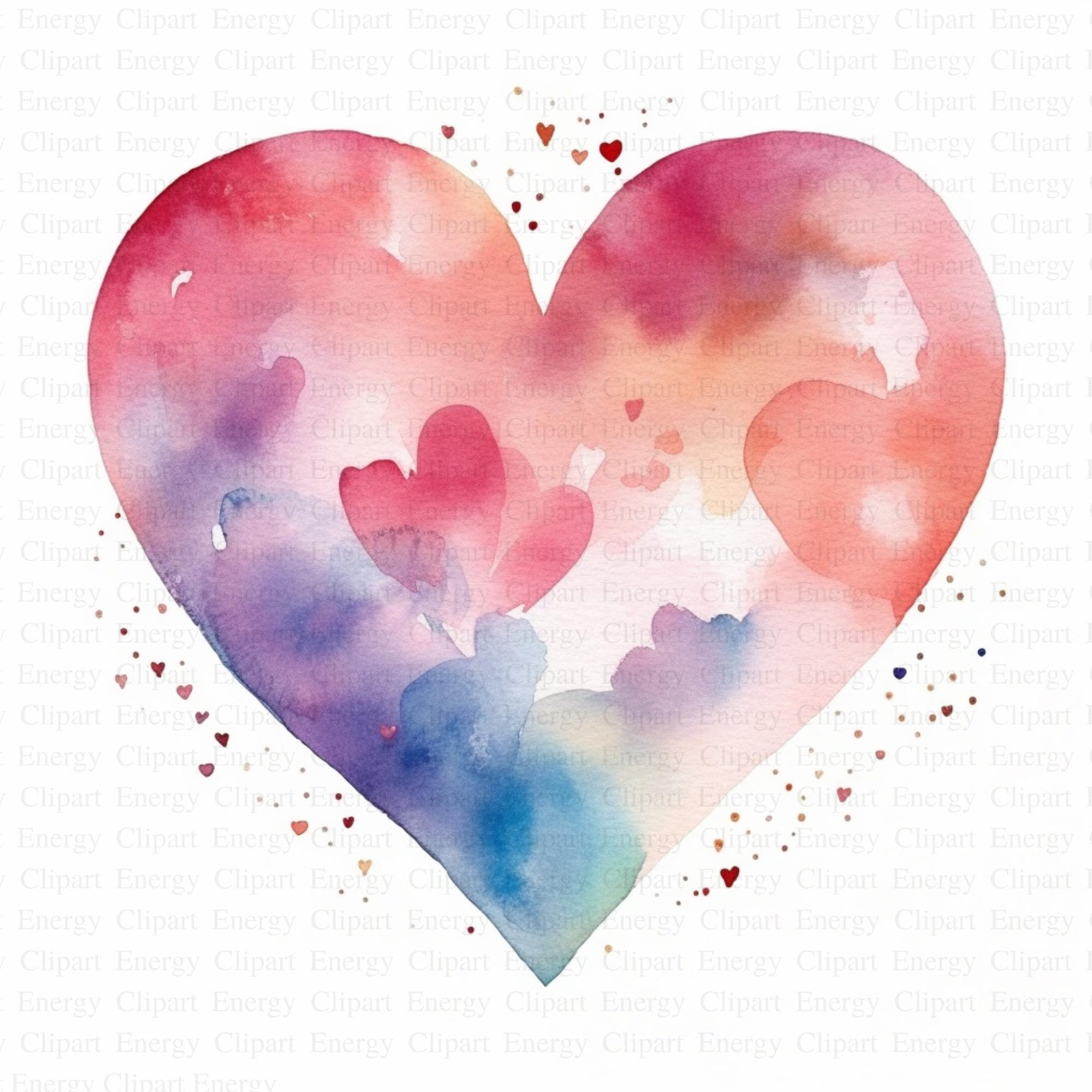 Watercolor Heart Clipart 5 High Quality Jpgs Digital Download Nursery ...