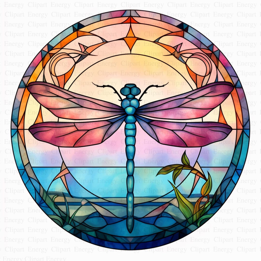 Stained Glass Dragonfly Clipart 5 High Quality Jpgs Digital Download ...