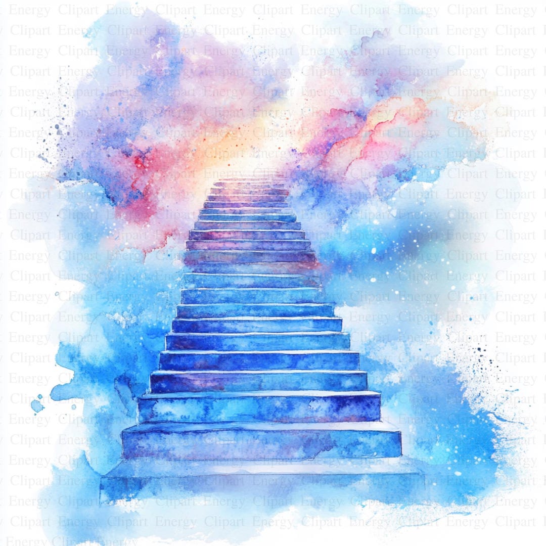 Watercolor Heaven Stairs Clipart 5 High Quality Jpgs Digital Download ...