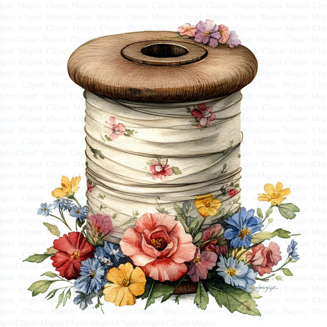 Vintage Spools of Thread Clipart 5 High Quality Jpgs Digitaldownload ...