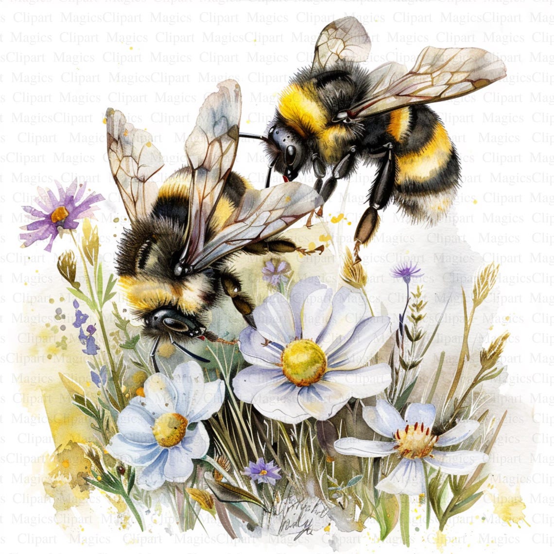 Buzzing Bees Clipart | 5 High Quality Jpgs | Digital Download ...