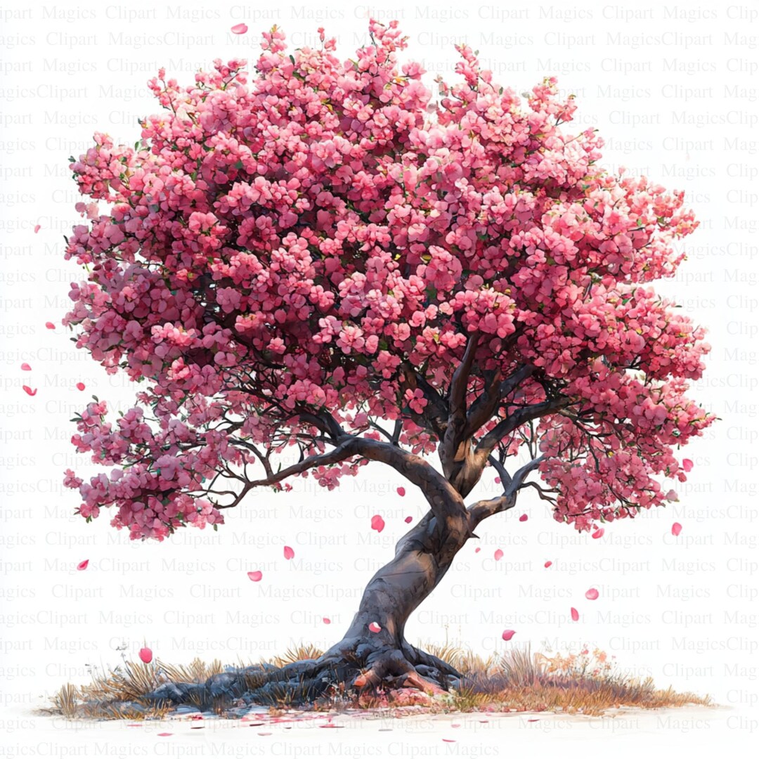 Pink Gold Tree Clipart 5 High Quality Jpgs Digitaldownload Wall Art ...