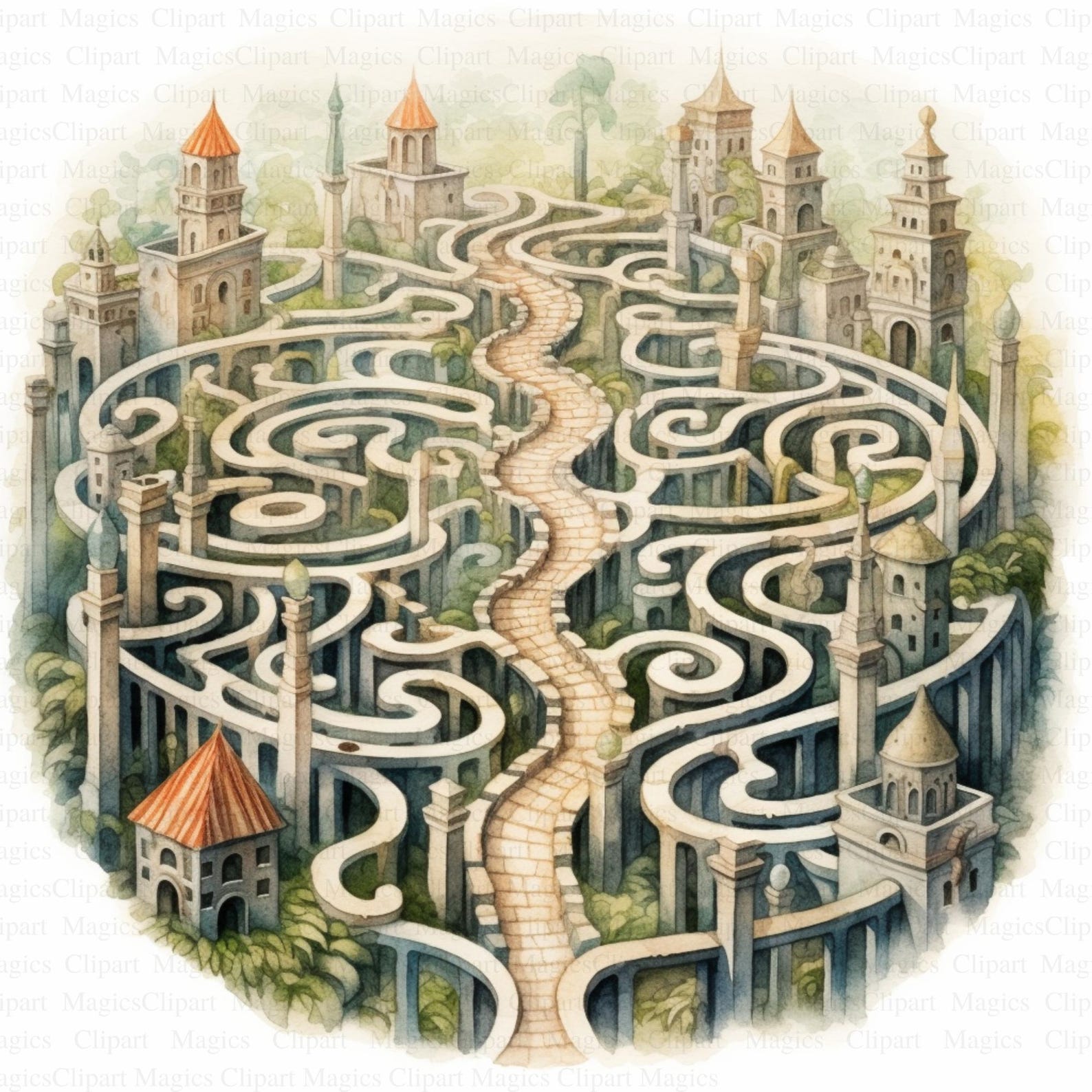 Labyrinth Clipart | 5 High Quality Jpgs | Digital Download | Antique ...