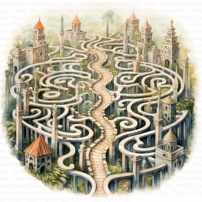 Labyrinth Clipart | 5 High Quality Jpgs | Digital Download | Antique ...
