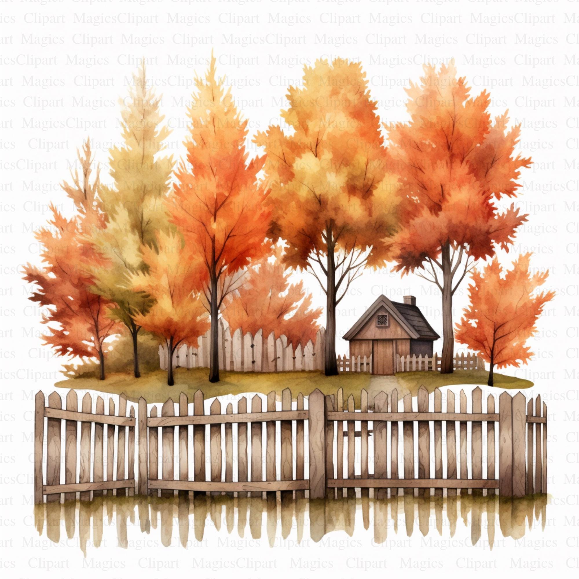 Autumn Fences Clipart 5 High Quality Jpgs Digital Download Card Making ...