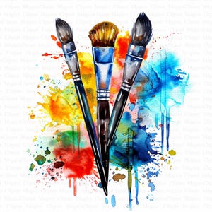 Paint Brushes Clipart | 5 High Quality Jpgs | Digital Download | Card ...