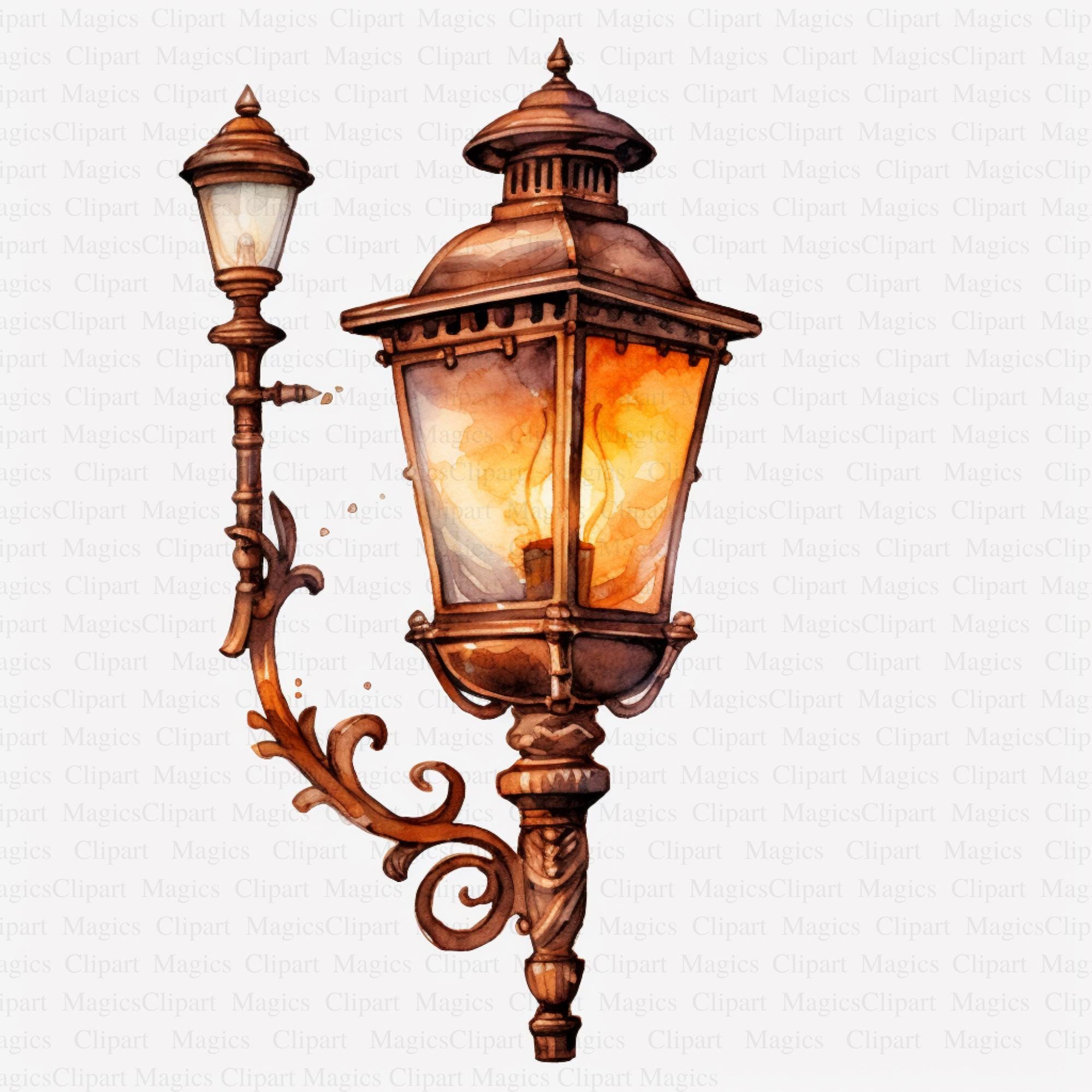 Old Fashioned Lamp Clipart 5 High Quality Jpgs Digital Download Lamp ...