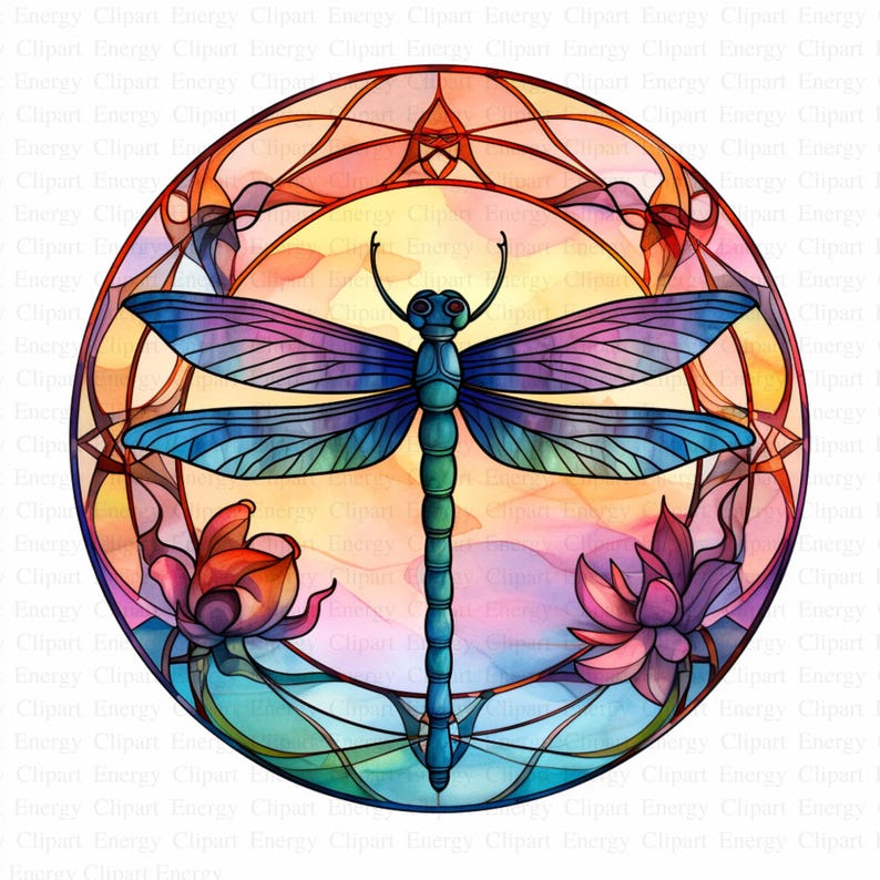 Stained Glass Dragonfly Clipart 5 High Quality Jpgs Digital Download ...