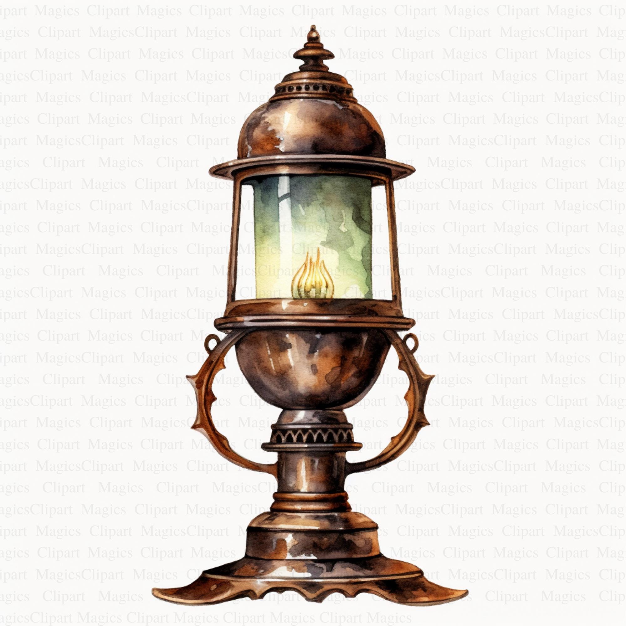 Old Fashioned Lamp Clipart 5 High Quality Jpgs Digitaldownload Lights ...