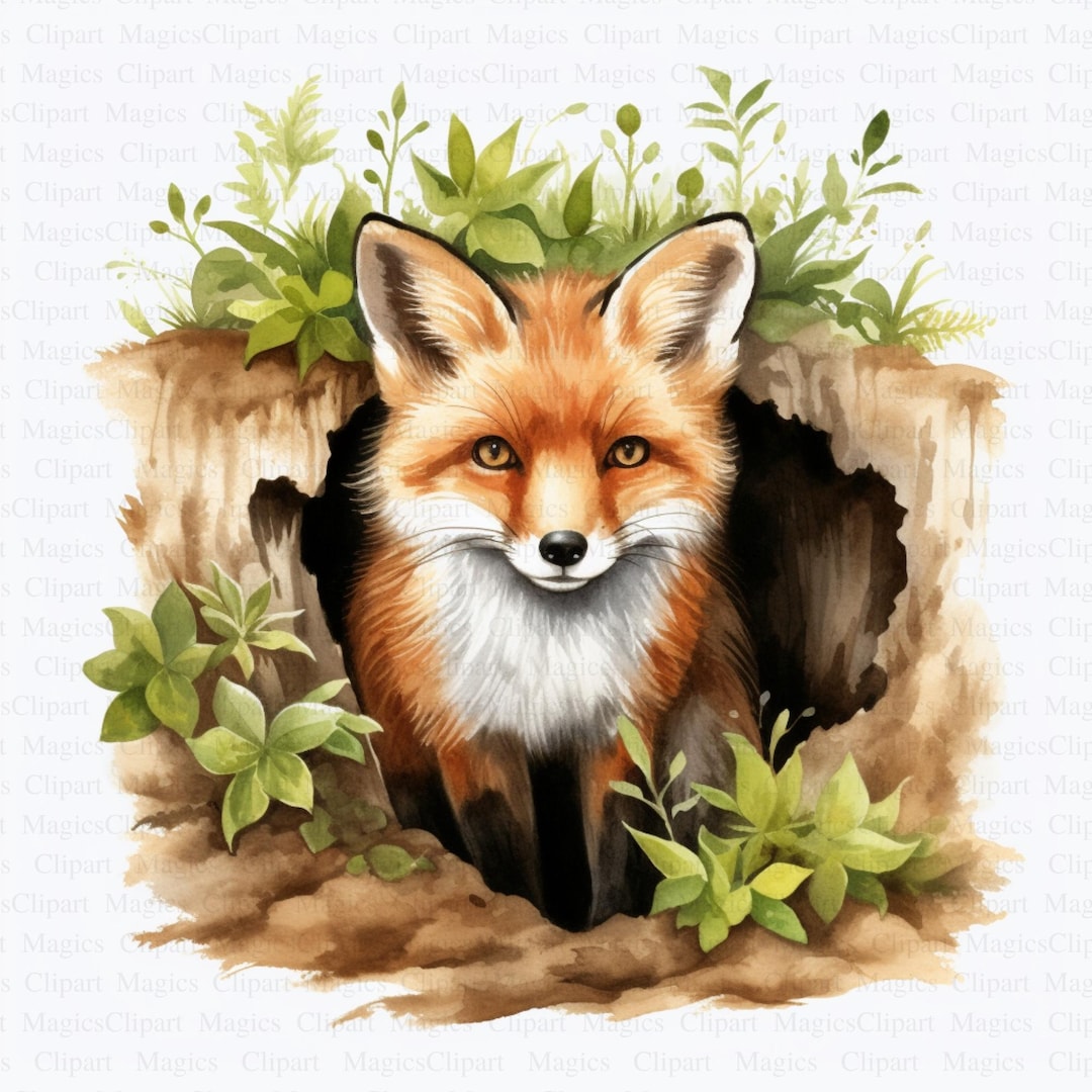 Fox in the Den Clipart | 5 High Quality Jpgs | Digital Download ...