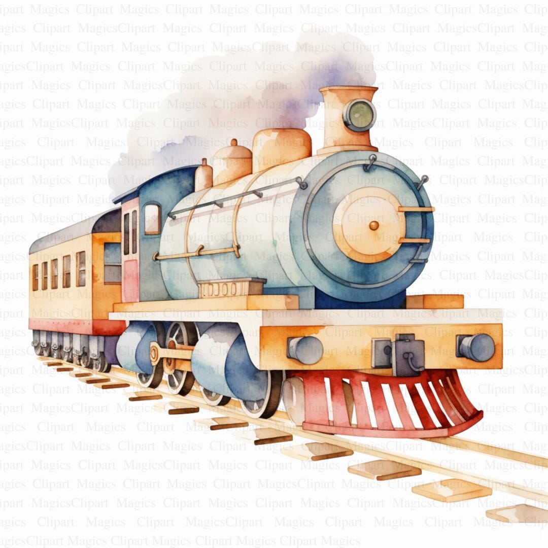 Train Clipart 5 High Quality Jpgs Digital Download Train Engine Clipart ...
