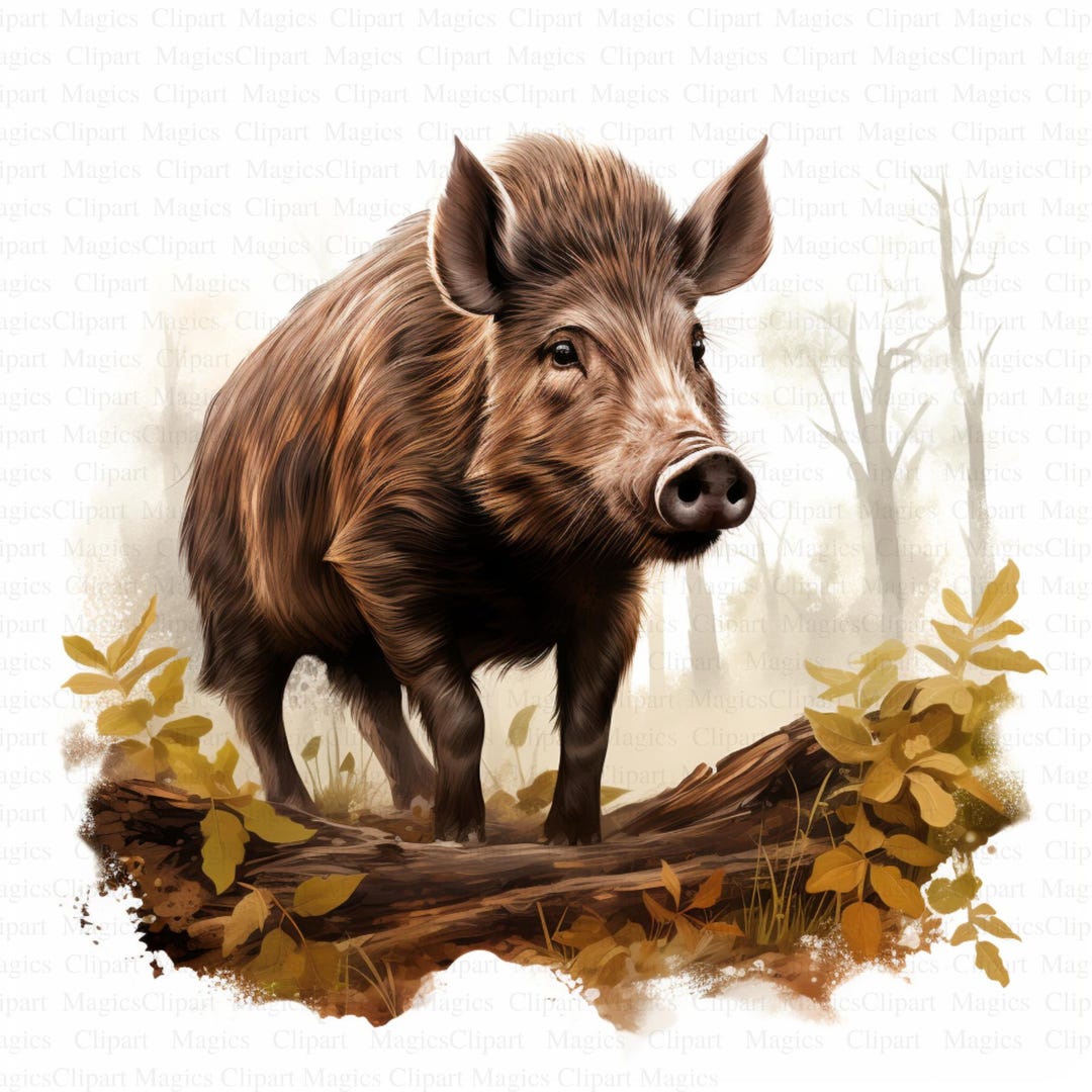 Wild Boar Clipart | Forest Animal, Watercolor Style (digital Download ...