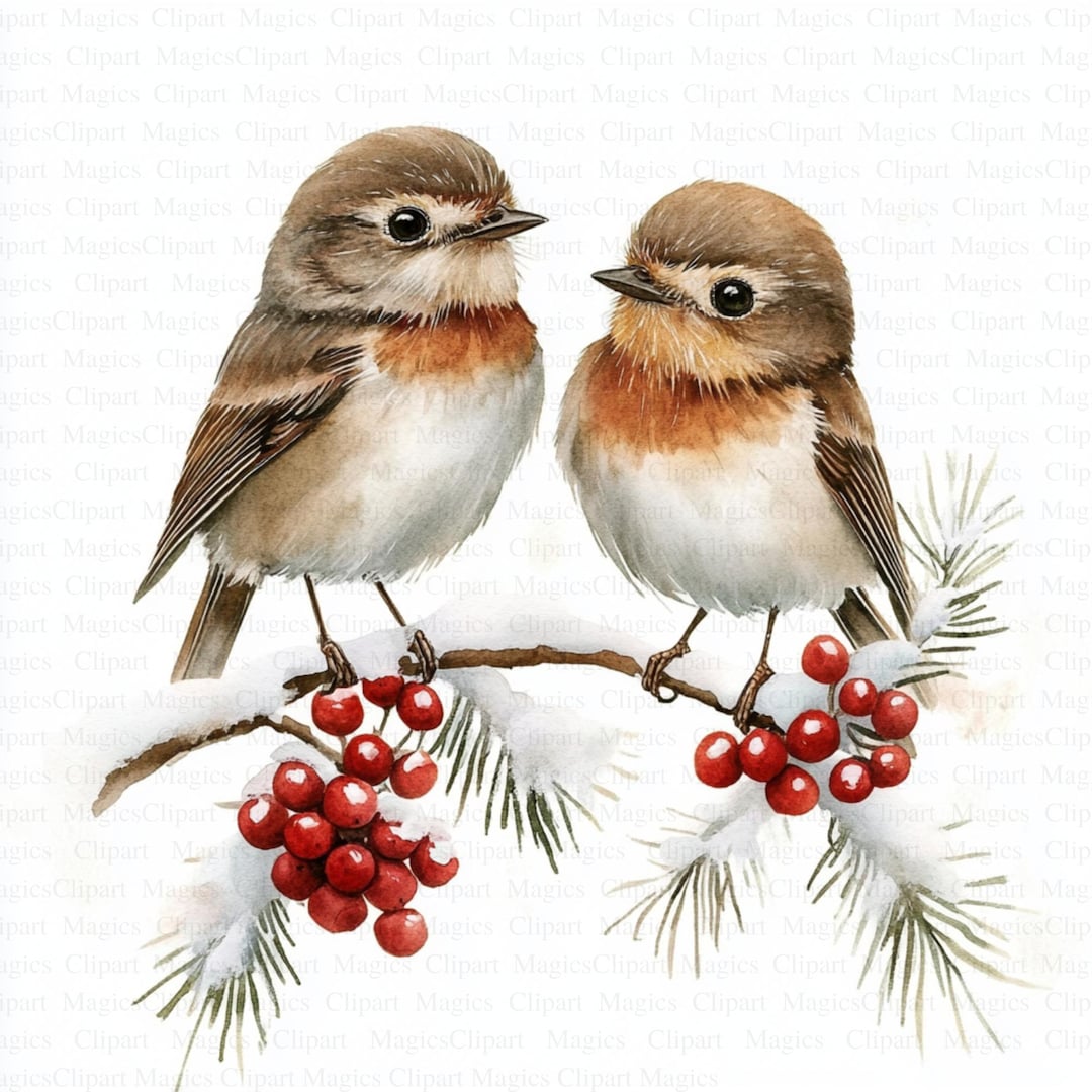 Various Christmas Birds Clipart Robin 5 High Quality Jpgs Digital ...