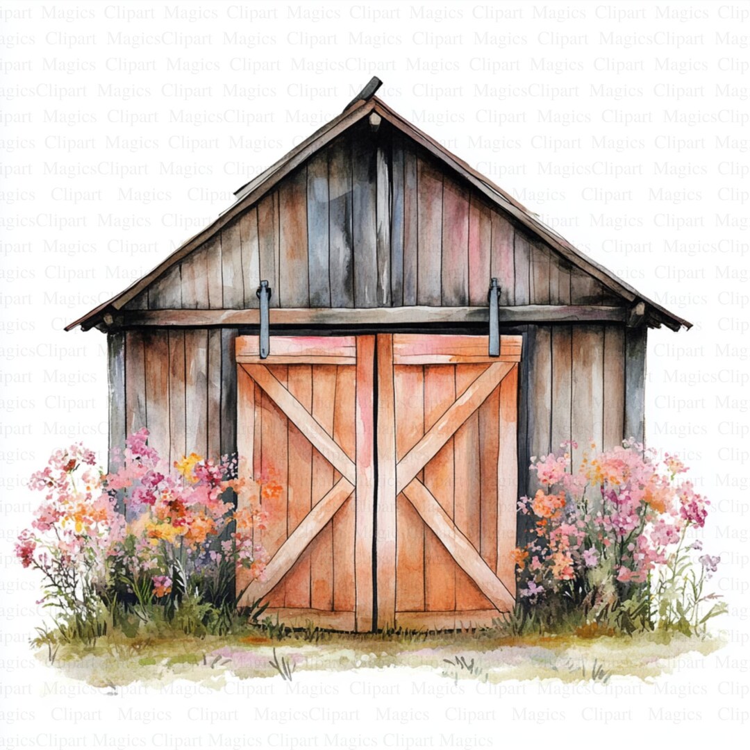 Barn Doors Clipart 5 High Quality Jpgs Digitaldownload Wall Art ...