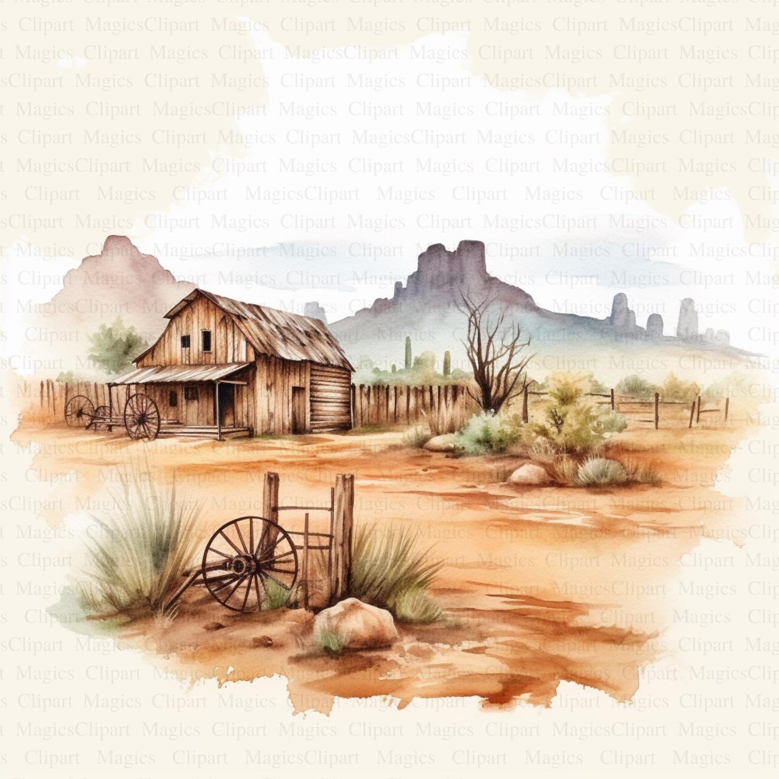 Old West Landscape Clipart 5 High Quality Jpgs Digitaldownload Card ...