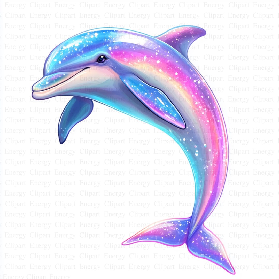 Colorful Dolphins Clipart 5 High Quality Jpgs Digital Download Card ...