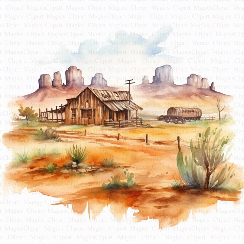 Old West Landscape Clipart 5 High Quality Jpgs Digitaldownload Card ...