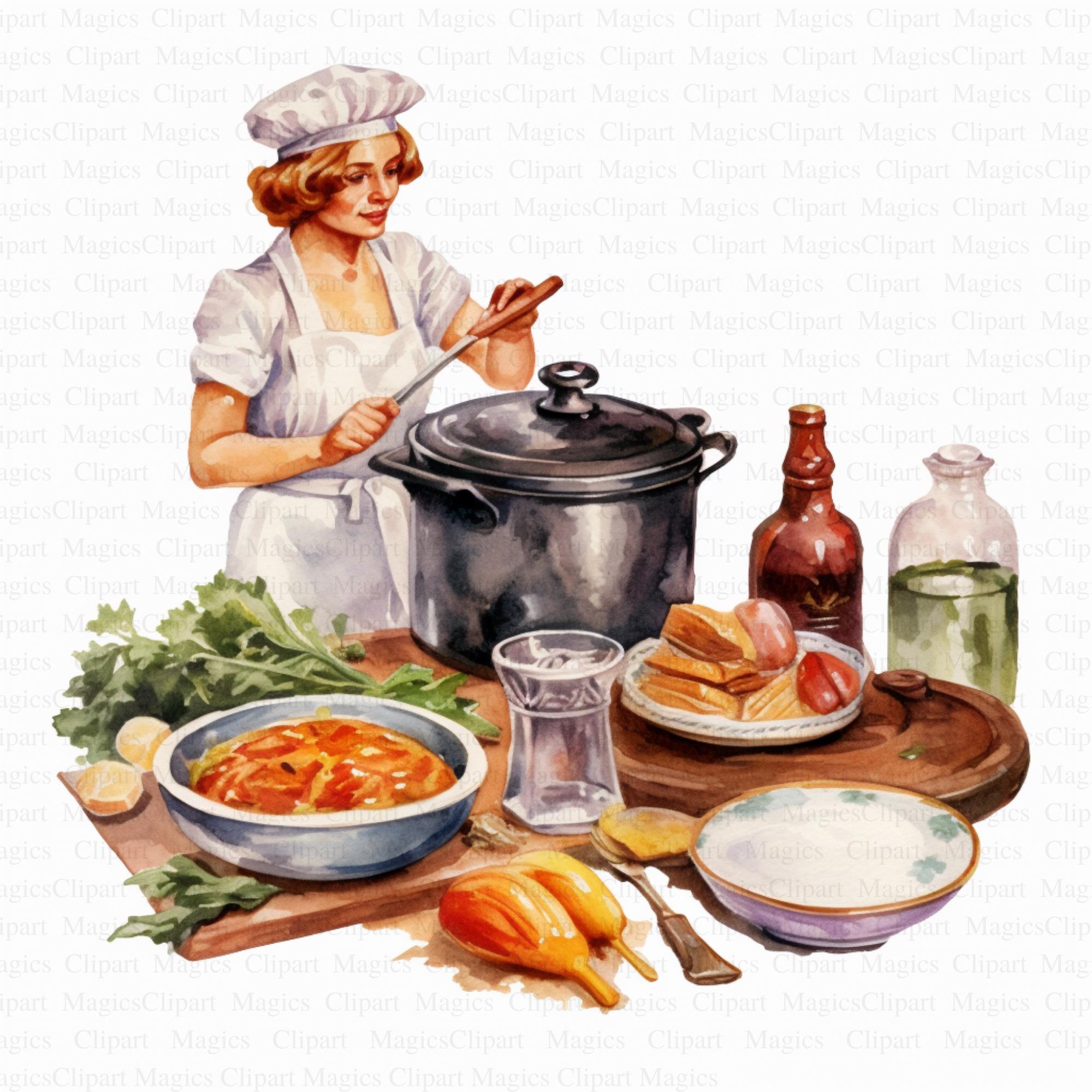 Old Fashioned Cooking Clipart 5 High Quality Jpgs Instant Digital ...