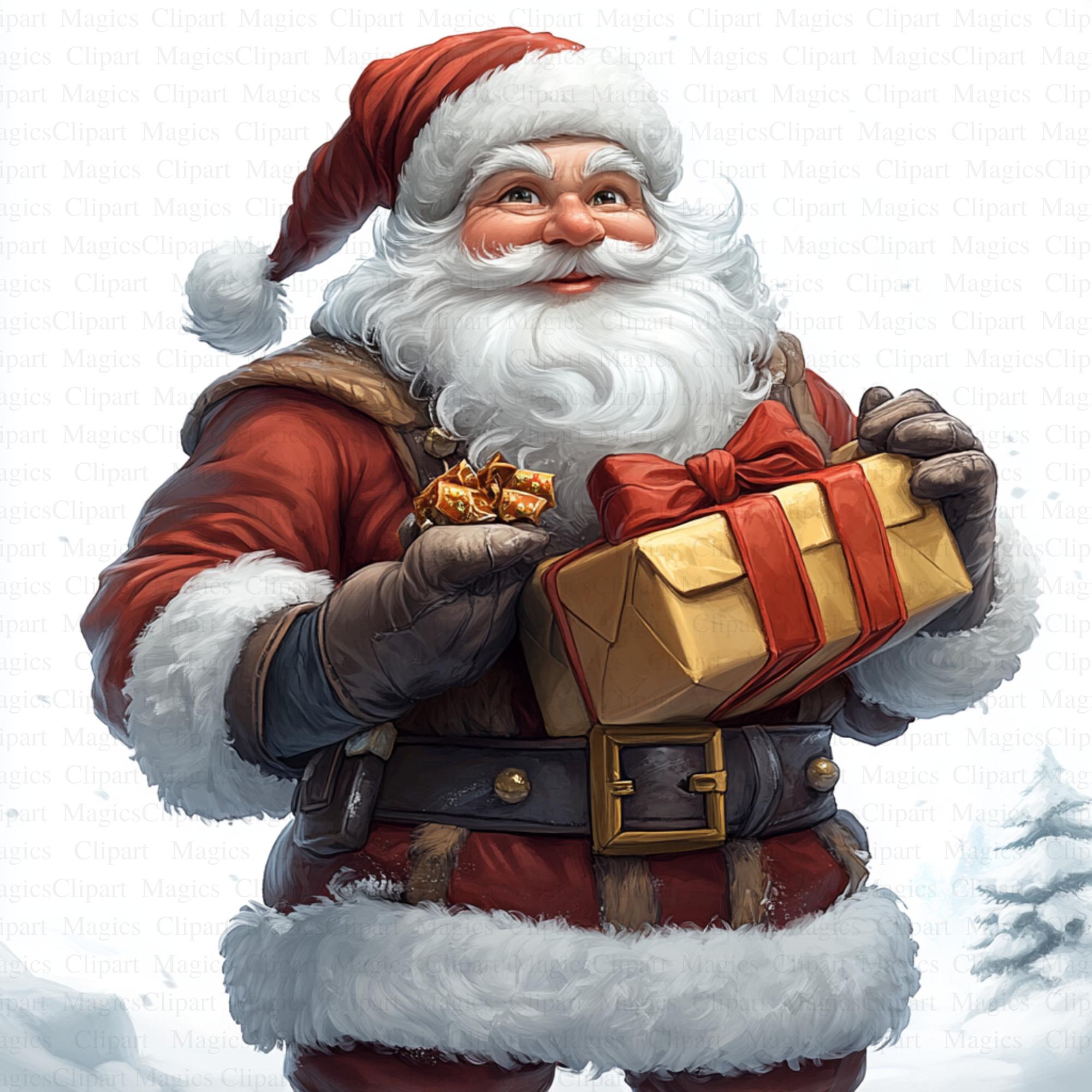 Christmas Santa Claus Clipart 5 High Quality Jpgs Digitaldownload Wall ...