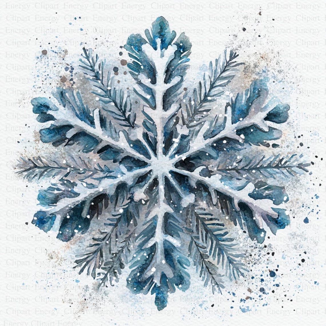 Watercolor Snowflake Clipart | Winter Design, Scrapbooking (digital ...