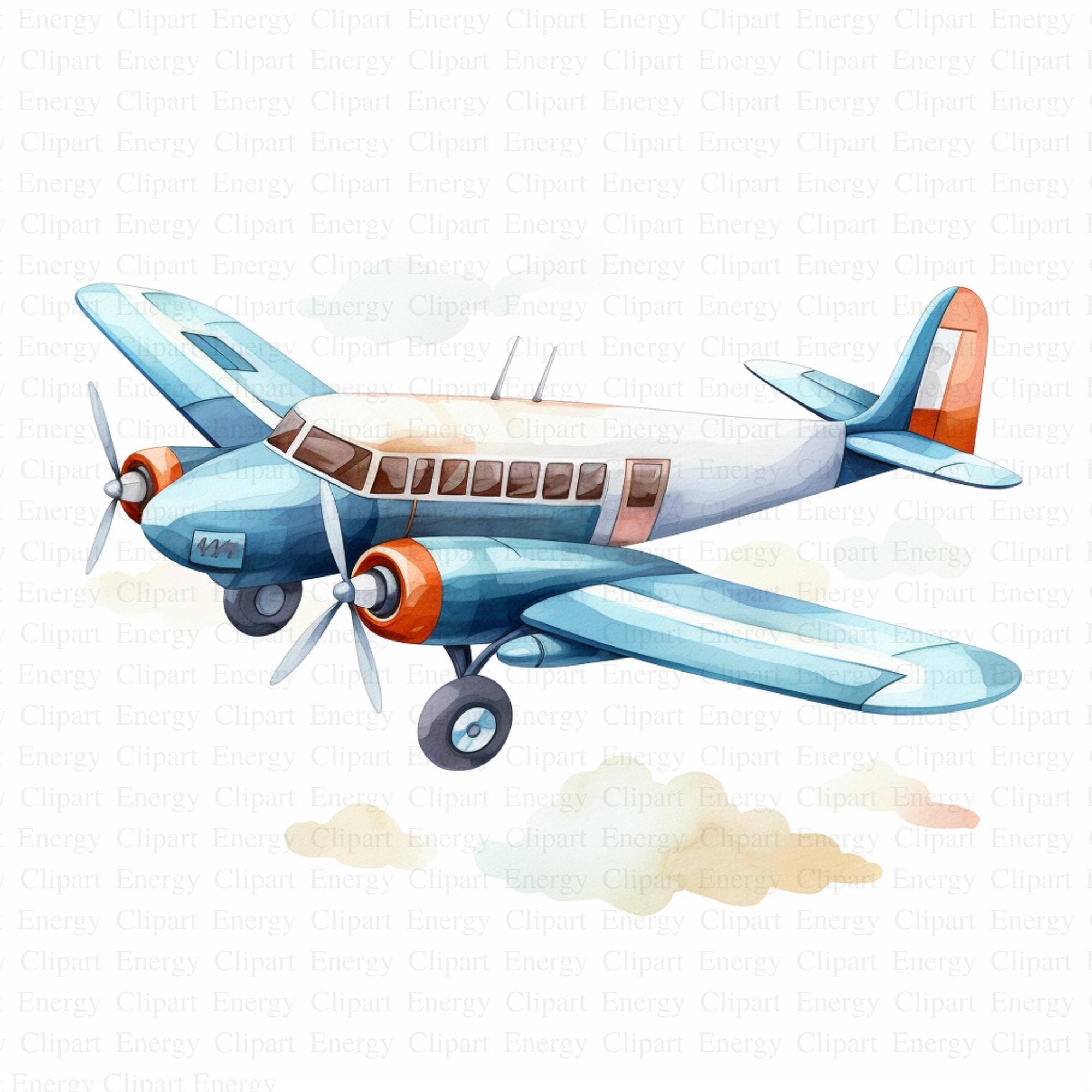 Airplane Clipart 5 High Quality Jpgs Digital Download Airplane Clipart ...