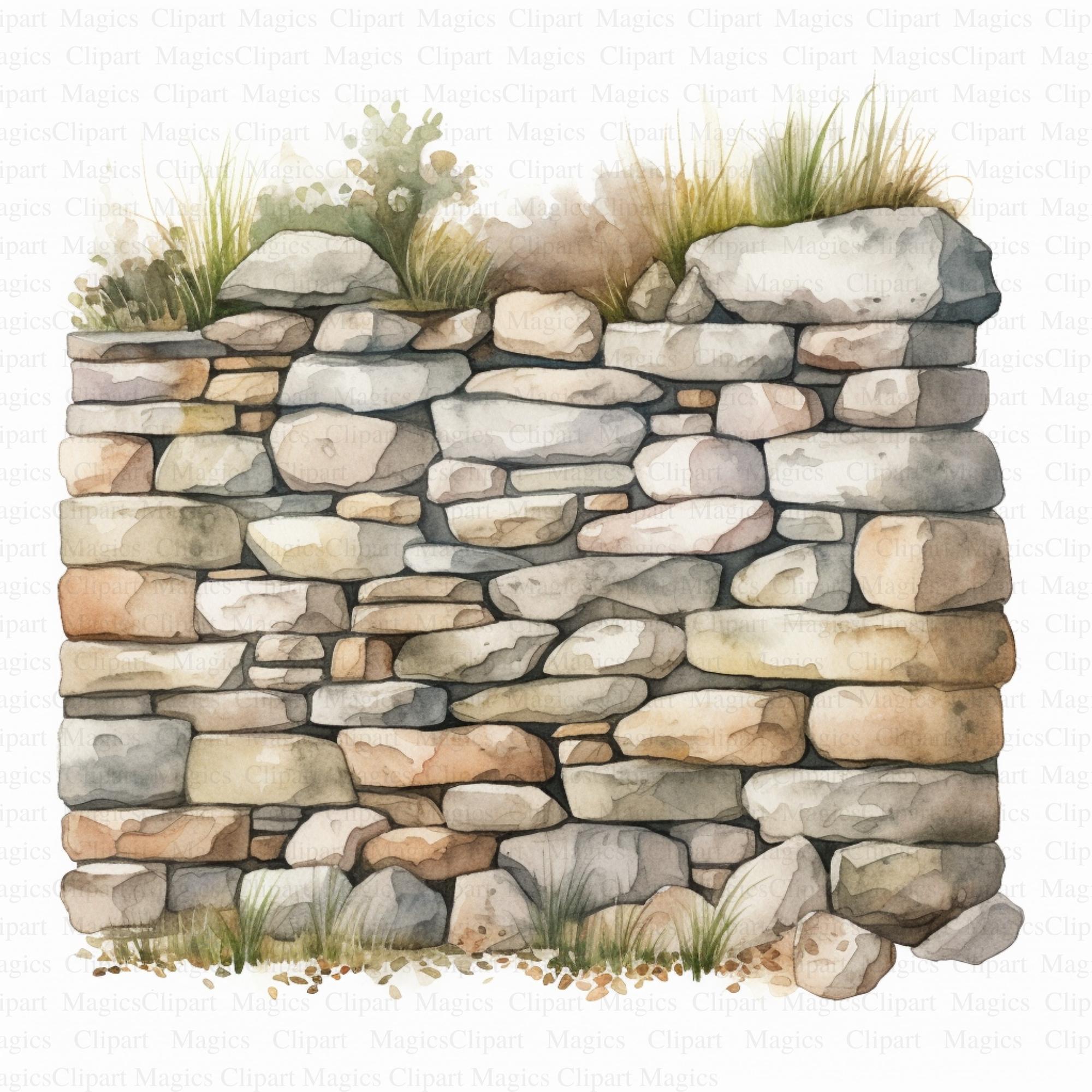 Rustic Stone Walls Clipart | 5 High Quality Jpgs | Digital Download ...