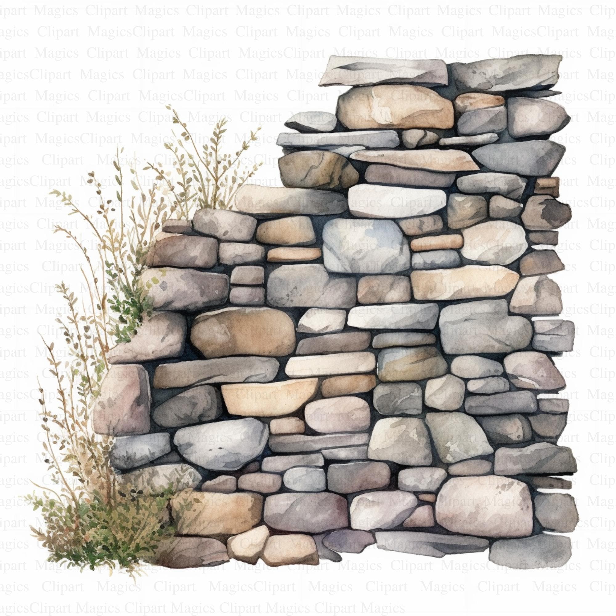 Rustic Stone Walls Clipart 5 High Quality Jpgs Digital Download Art ...