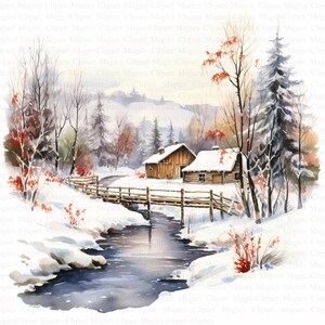 Winter Clipart 5 High Quality Jpgs Instant Digital Download Snowy ...