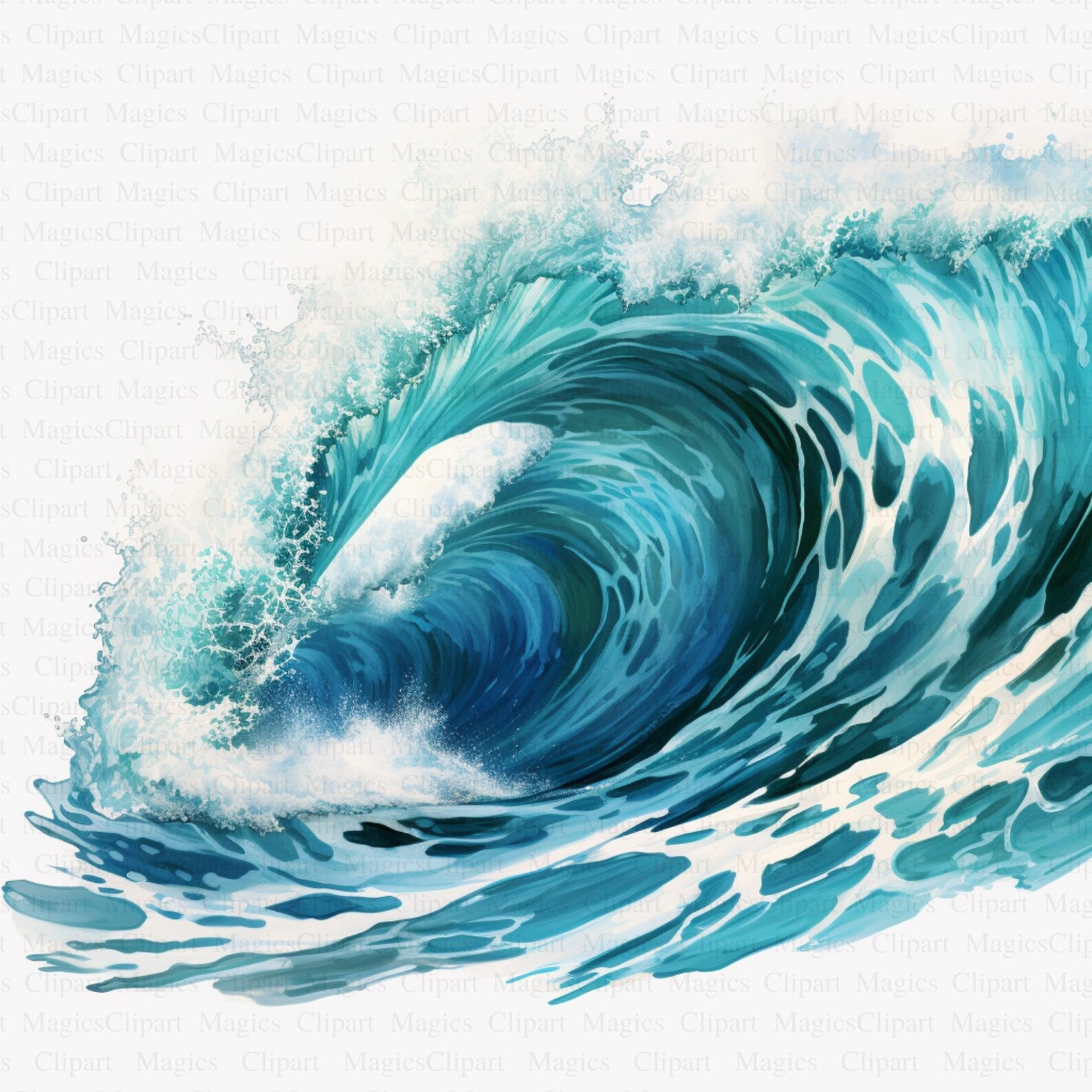 Ocean Waves Clipart 5 High Quality Jpgs Digitaldownload Card Making ...