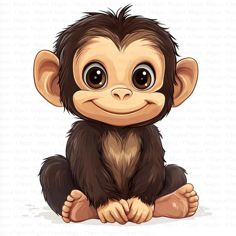 Monkey Baby Clipart | 5 High Quality Jpgs | Digital Download | Monkey ...