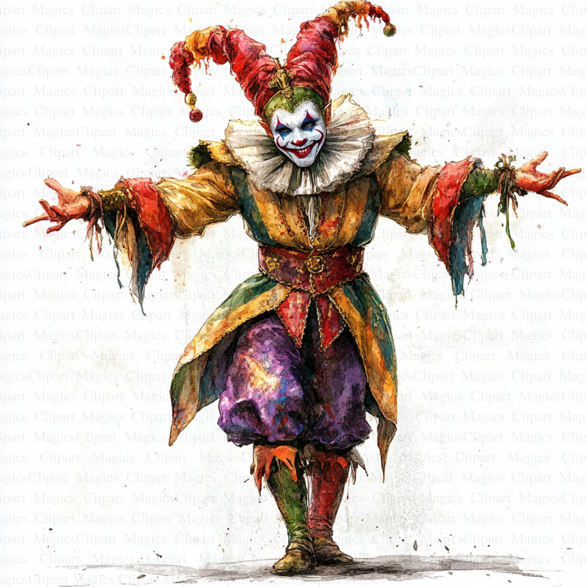 Watercolor Medieval Jester Clipart | Printable Art (digital Download ...