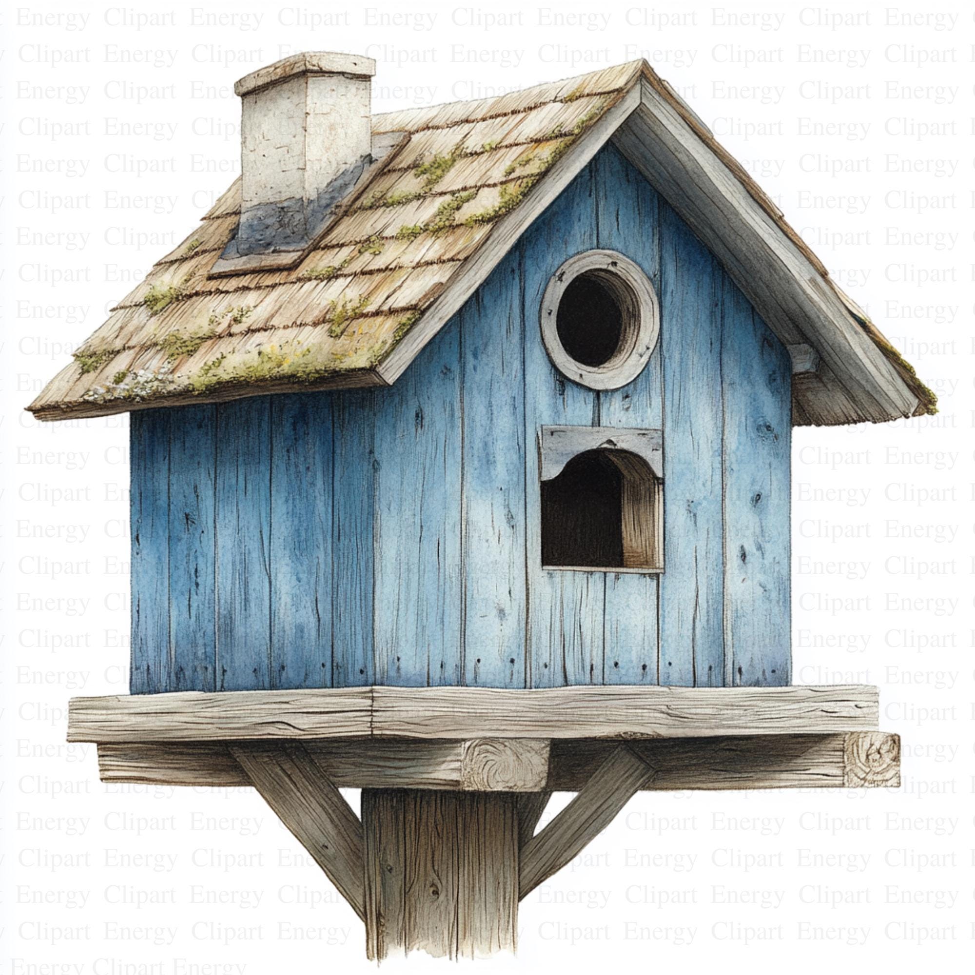 Birdhouse Clipart 5 High Quality Jpgs Digital Download Nursery Art Card ...